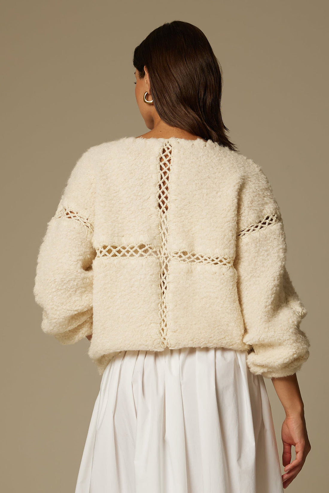 IRINA FURRY CARDIGAN JACKET IN CREAM – Santicler